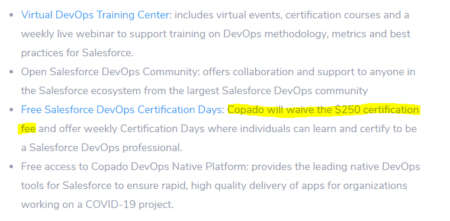 Copado offering certifications worth $250 for free » SFDC Developers